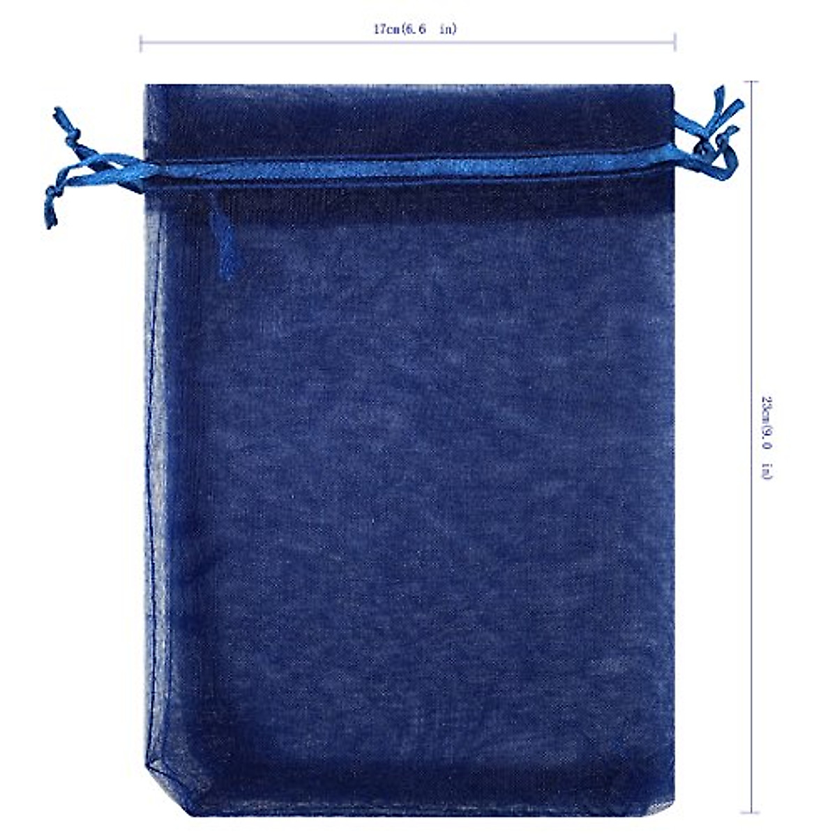 Ankirol 50pcs Large Sheer Organza Favor Bags 6.6x9'' Jewelry Candy Gift Bags Mini Bottle Wine Bags Samples Display Drawstring Pouches (Navy Blue)