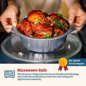 8 Inch Deep Round Disposable Pans (15 Pack) | Reusable Leak-Proof Aluminum Pans for Cooking, Baking, Roasting | Multi-Use Tins for Oven, Freezer, Microwave | Deep Cookware for Casserole, Lasagna, Soup