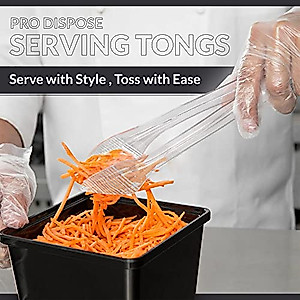 [12 Pack] Plastic Serving Tongs, 8.5 Inch Heavy Duty Disposable Utility Tongs (Clear)
