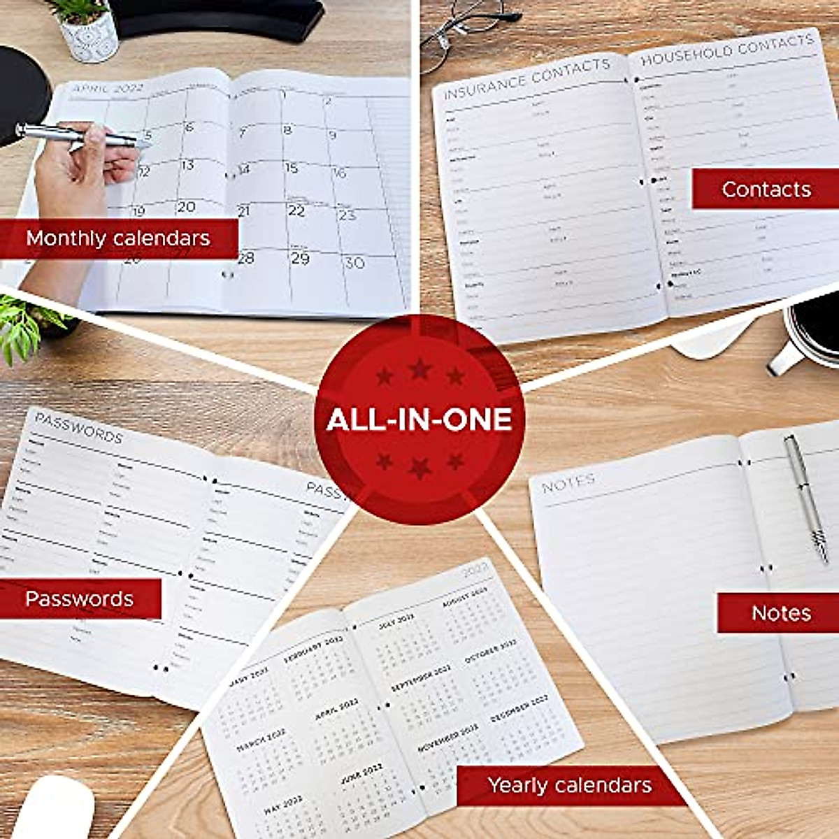 PlanAhead Home/Office 2-Year Large Monthly Planner, January 2023 - December 2024, 8.5 x 11 Inches (Black)