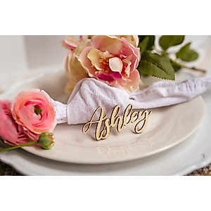 Customized Wooden Name Tags for Place Setting, Personalized Place Cards for Weddings, Bridal Showers and Events, Cursive Laser Cut Seating Cards