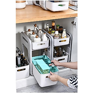 Amyup Set Of 8 Plastic Storage Bins,Versatile Kitchen Pantry Organization and Storage,for Plastic Storage Container Under Bed,Under Sink Bathroom Organizer (8 Pack, White)