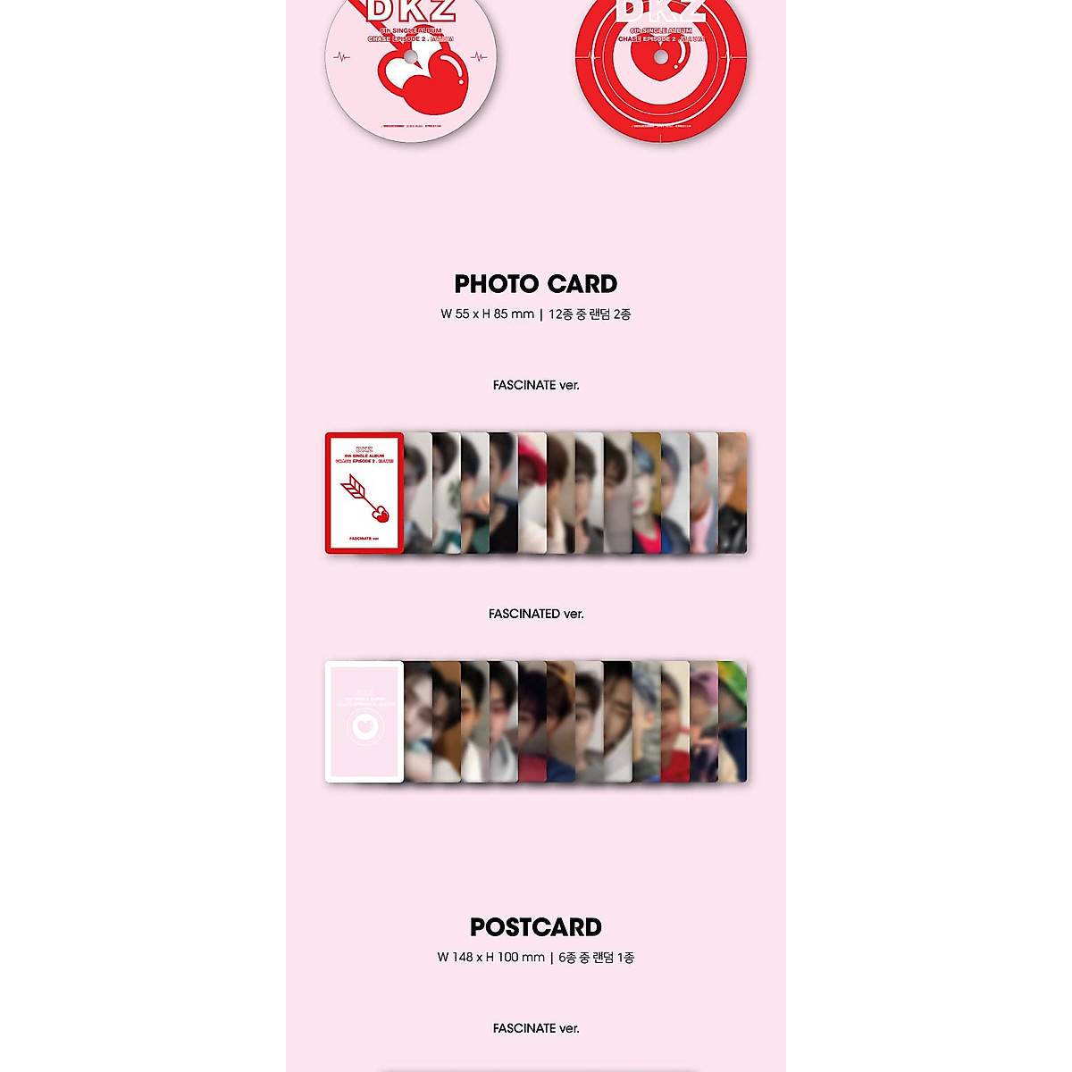 DKZ Chase Episode 2. MAUM 6th Single Album Fascinate Version CD+96p PhotoBook+2p PhotoCard+1p Postcard+1p 4Cut PhotoFilm+1p ID Card+1ea Sticker+Tracking Sealed