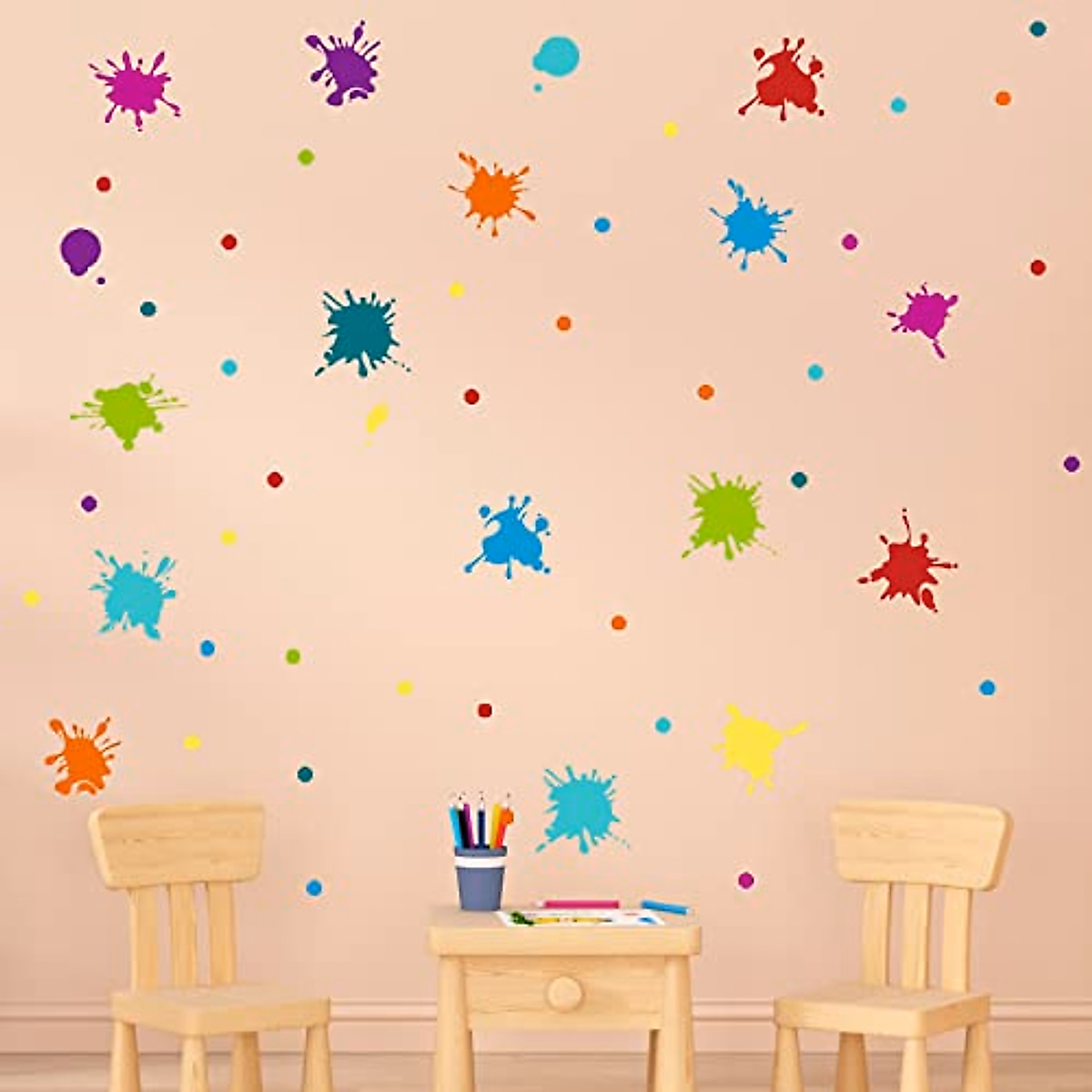 Maydahui Colorful Paint Splatter Wall Decals for Kids Rooms