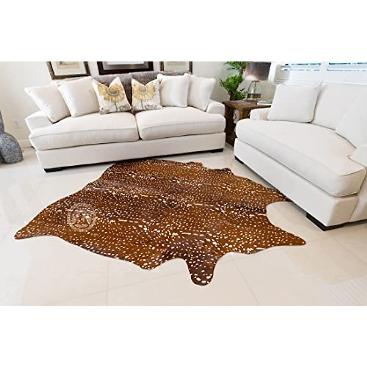 Deer Print Genuine Cowhide Rug 6 x 7 ft. 180 x 220 cm