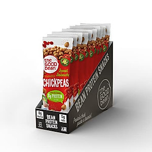 The Good Bean Crunchy Chickpeas - Sweet Sriracha - (10 Pack) 1.4 oz Packet - Roasted Chickpea Beans - Vegan Snack with Good Source of Plant Protein and Fiber