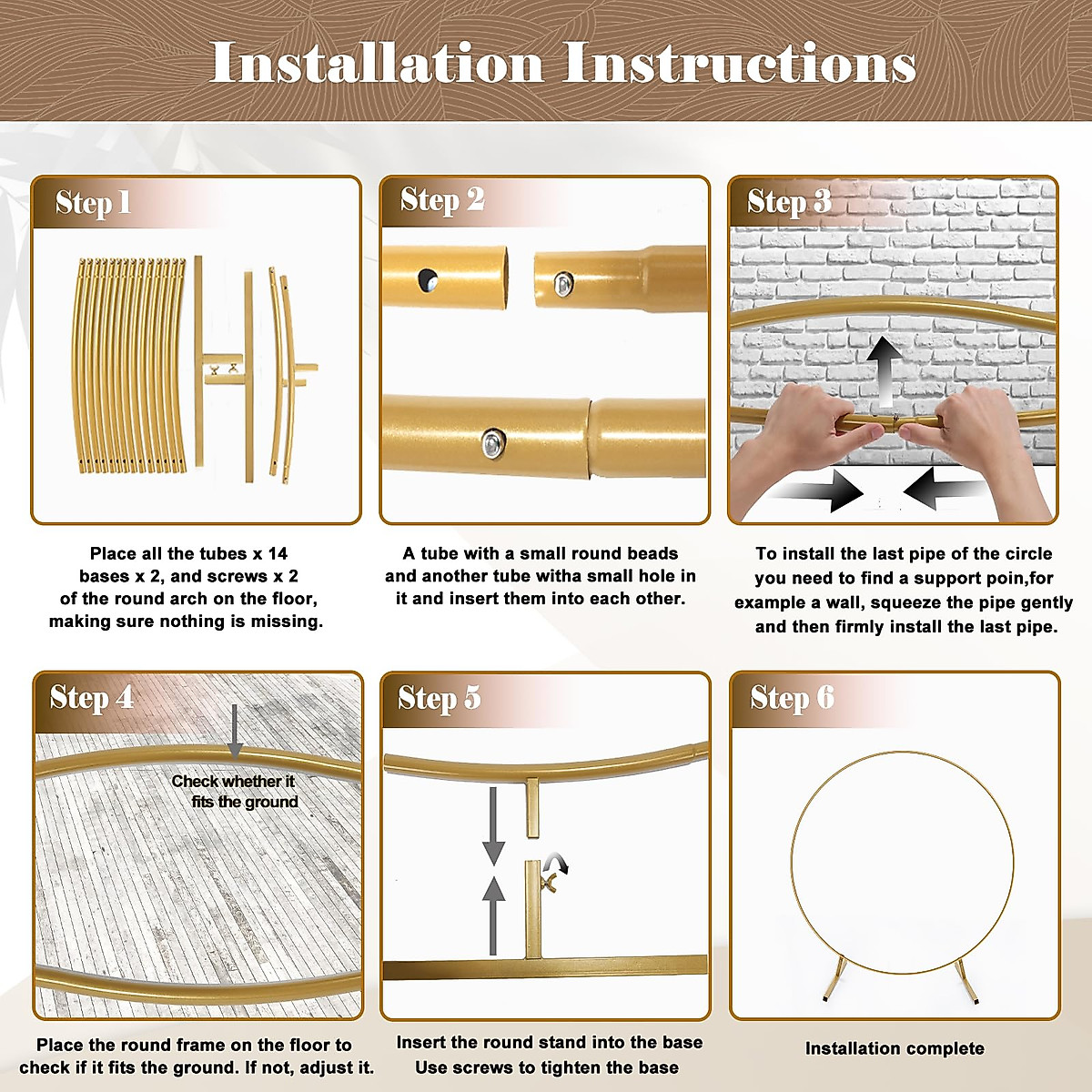 6.6FT Balloon Arch Stand Metal Round Backdrop Stand with Thickened Water Bags 50pcs Balloon Clip Storage Bag Circle Balloon Arch Frame Wedding Arches for Ceremony Birthday Party Baby Shower Decoration