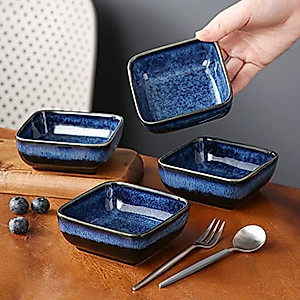 vancasso Stern 6 Oz Dipping Bowls, 3.7 Inches Ceramic Soy Sauce Dish, Square Side Dishes, Small Appetizer Plates Set of 4