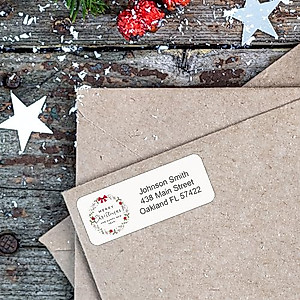 Christmas Address Labels - 150 Personalized Self-Adhesive Stickers, Simple Flat Sheet Custom Holiday Return Labels