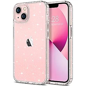 Hython Case for iPhone 13 Case Glitter, Cute Sparkly Clear Glitter Shiny Bling Sparkle Cover, Anti-Scratch Soft TPU Thin Slim Fit Shockproof Protective Phone Cases for Women Girls, Clear Glitter