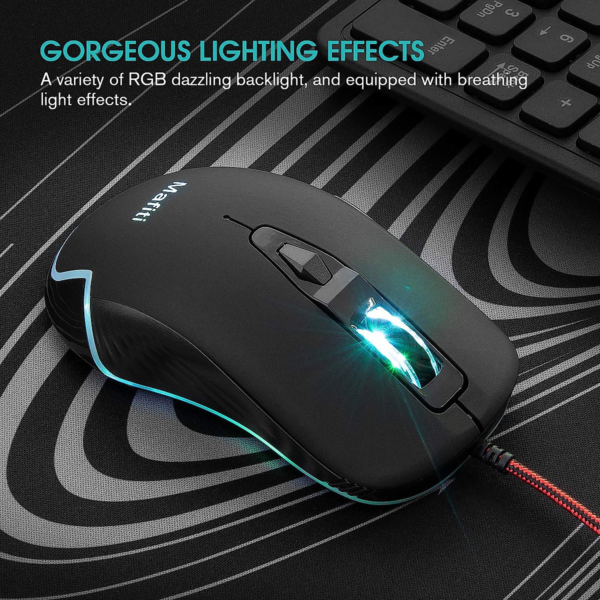 mafiti Wired Mouse, Computer Mouse for Laptop Notebook Desktop USB RGB Mice 3200DPI