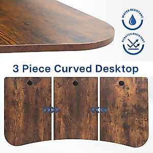 VIVO 63 x 32 inch Universal Table Top for Standard and Sit to Stand Height Adjustable Home and Office Desk Frames, 3 Section Desktop, Vintage Brown, DESK-TOP1N
