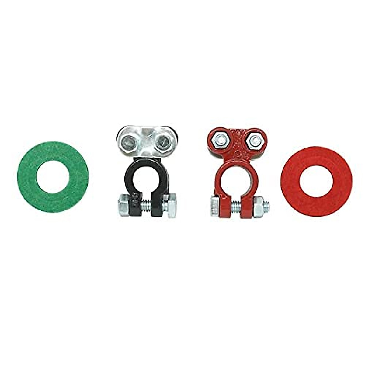 EACCESSORIES EA Universal Negative (-) & Positive (+) Battery Cable Terminal Top Post Connectors Clamps (Durable&Adjustable Quick Release Assortment Set Kit) for Car Truck Van Boat Yacht RV Automotive