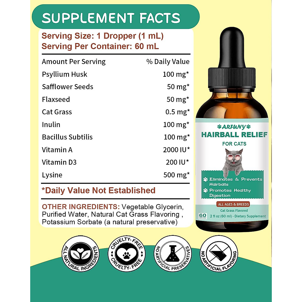 Cat Hairball Control | Hairball Cat Treats for Skin & Coat, Digestion, Nutrient Absorption | Fur Ball Remedy for Cats with Natural Ingredients & Vitamins | Cat Hairball Treatment | Cat Grass Flavor