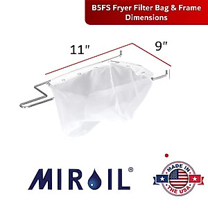 Miroil | B5FS Fryer Filter Bag & Frame | MirOil EZ Flow Filter Bag Combination | Part 02751| Use to Filter Fry Oil | Suitable for 40 lb or 50 Qt Polishing Oil | Durable, Easy to Clean with Hot Water