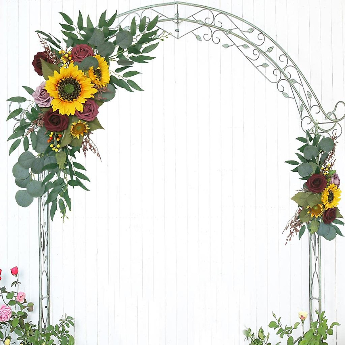 Colcolo 2Pcs Flower Swag Sunflowers Flower Garland Decor for Ceremony Backdrop