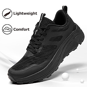 CARENURSE Walking Shoes Women Lightweight Breathable Mesh Lace-Up Sneakers for Women Non-Slip Fashion Comfort Casual Tennis Running Shoe Black