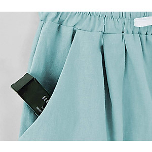 Vcansion Women's Drawstring Elastic Waist Shorts Plus Size Shorts Khaki Asian 6XL/US 16-18