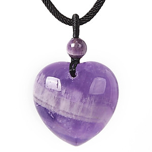 Justinstones Natural African Amethyst 1 Inch Puff Heart Puffed Love 25mm Pendant Necklace Handmade Jewelry 22 Inch