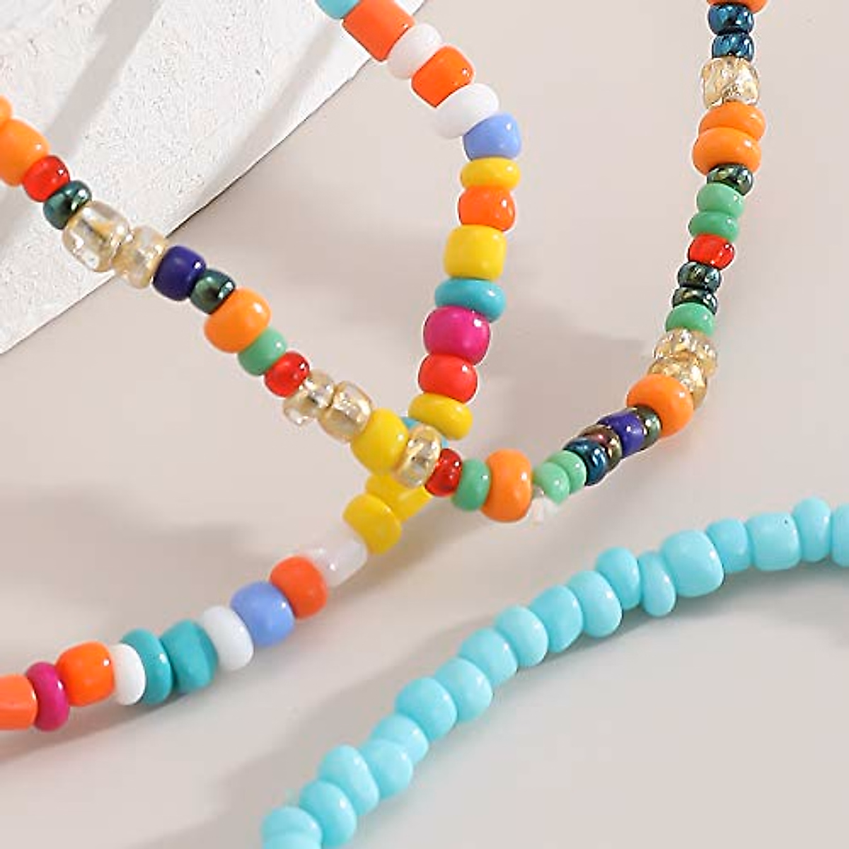 Xerling 7Pcs Bohemian Colorful Beaded Bracelets for Women Girls Aesthetic Beads Elastic Stretch Beaded Bracelet Set Multiple Layered Wrap Bangle Bracelet