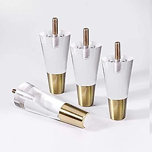 WEKIS Acrylic Furniture Legs 4 Inch Set of 4, Modern Clear Crystal Heavy Duty Furniture Replacement Legs for Sofa, Bench, Couch, Cabinet, TV Stand, Chair, Dresser