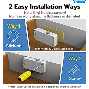 eLinkSmart Smart Cabinet Lock, Hidden No Drill Adhesive Magnetic Baby Proofing Child Proof Drawer Locks, Keyless RFID Bluetooth Cabinet Locks for Adults File Kitchen Cupboard Closet Liquor - White