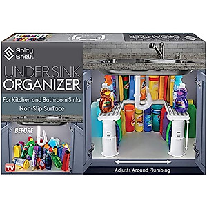 Spicy Shelf Expandable Under Sink Organizer and Storage I Bathroom Under the Sink Organizer Kitchen Under Sink Shelf I Cleaning Supplies Organizer Under Sink Storage I EXPANDABLE HEIGHT DEPTH & WIDTH