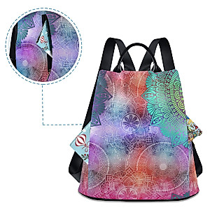 ALAZA Boho Mandalas Indian Print Decorative Backpack Purse for Women Anti Theft Fashion Back Pack Shoulder Bag