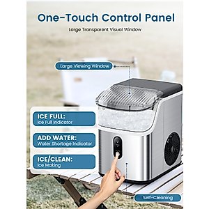 COWSAR Nugget Ice Makers Countertop, Soft Chewable Crushed Ice Maker Machine, Portable Pebble Ice Maker Countertop, 34Lbs/Day, Self-Cleaning, One-Button Operation Ice Machine for Home Kitchen Party