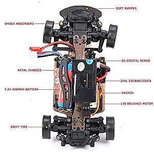 WESTN RC Drift Car, Speed 30KM/H 4WD High Speed Electric RC Sports Car, 2.4GHz 1:28 Scale RC Sports Racing Toy with Alloy Chassis, Suitable for Adults and Children's