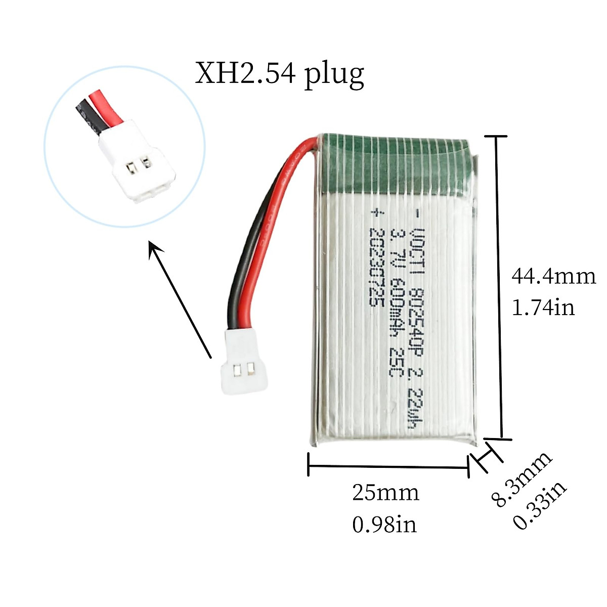 VOCTI 3.7V 600mAh Lipo Battery 25C for Syma X5C X5SW X5C-1 X5SC S5W MJX X708 CX-30W CX-31 CW4 S5C S5W SS40 FQ36 H42 T32 T5W Quadcopter Drone Aircraft Battery with Charger (5 pcs)