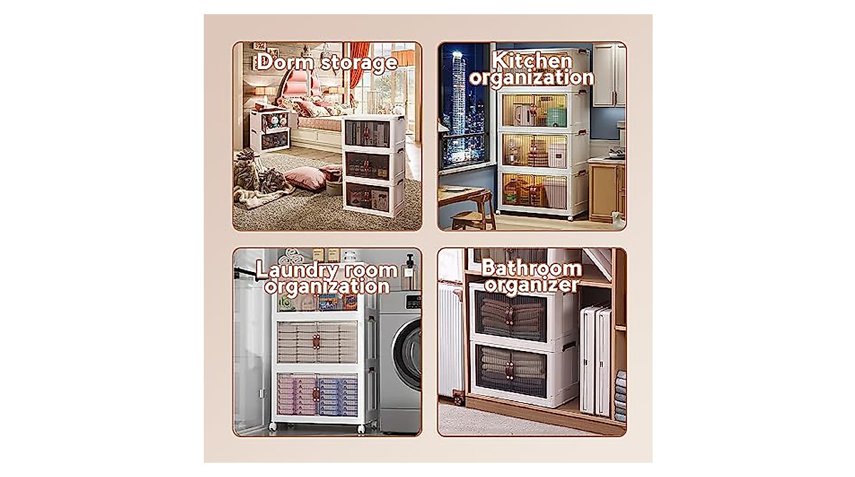 Stackable Storage Bins with Lids & Caster Wheels