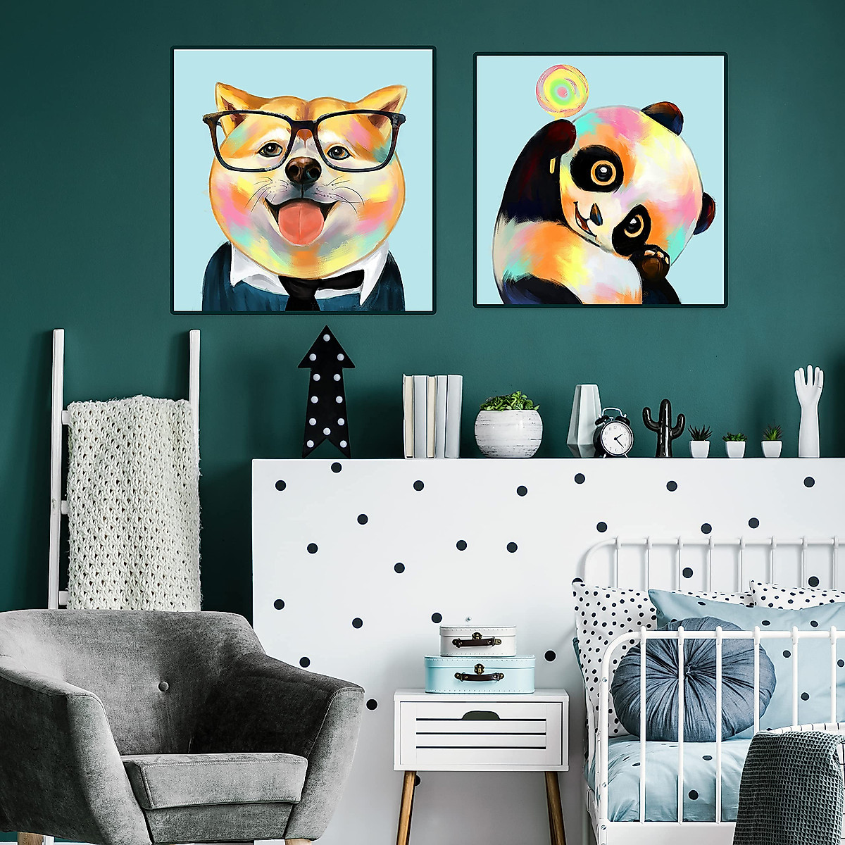 DIY 5D Diamond for Painting Kit 2Pack for Adults Kids Shiba Inu Dog and Panda Diamond Painting,12''x12''Full Drill Round Crystal Rhinestone Painting for Stress Relief Home Wall Mural Decor Art Crafts