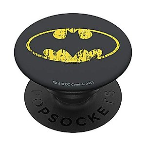 Batman Classic Logo Distressed Gray PopSockets Swappable PopGrip