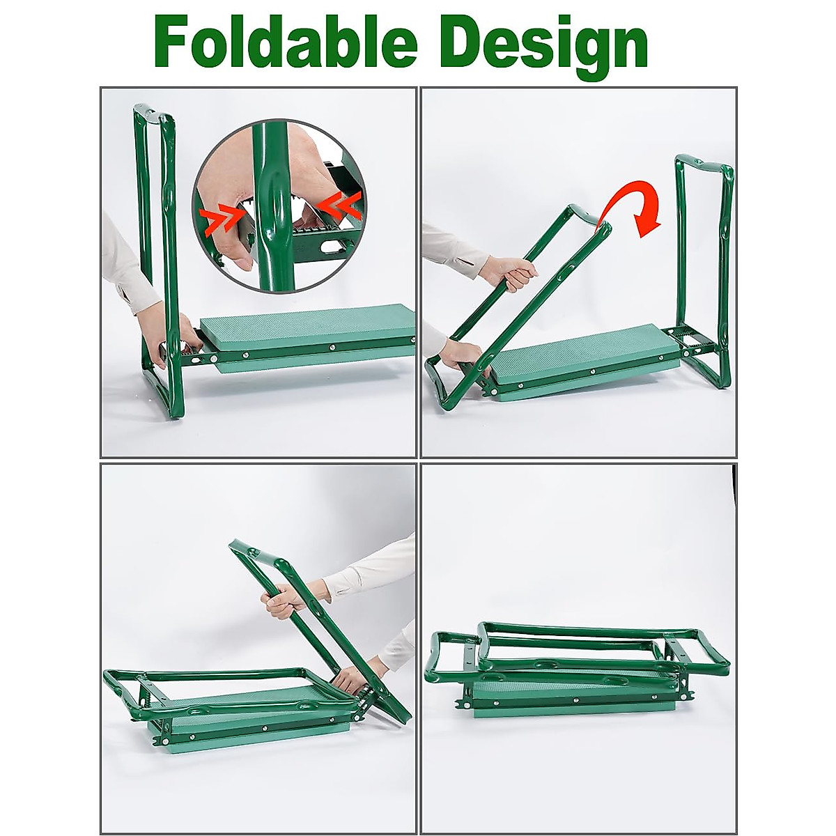 Garden Kneeler and Seat, Garden Stool, Gardening Bench with 2 Tool Pouches EVA Foam Pad for Kneeling and Sitting to Prevent Knee & Back Pain, Gardening Gift for Women, Grandparents, Seniors, Mom & Dad