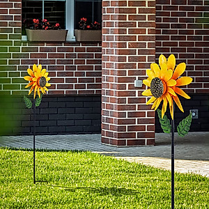 Viveta Sunflower Wind Spinner, 56" Metal Wind Spinner with Stake, Wind Spinners for Yard and Garden Lawn Patio Decor