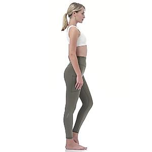 Allsense Women's High Waist Yoga Leggings with Inside and Back Zipper Pockets, Sports Gym Workout Running Pants S OliveGreen