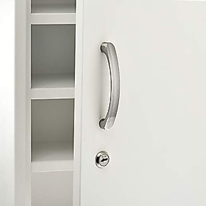 AdirMed Medicine Cabinet with Pull-Out Shelf & Document Pocket - Large Dual Lock Wall Mounted Steel Medical Organizer - Safe and Secure Storage for Medicine First Aid and Emergency Kit (White)