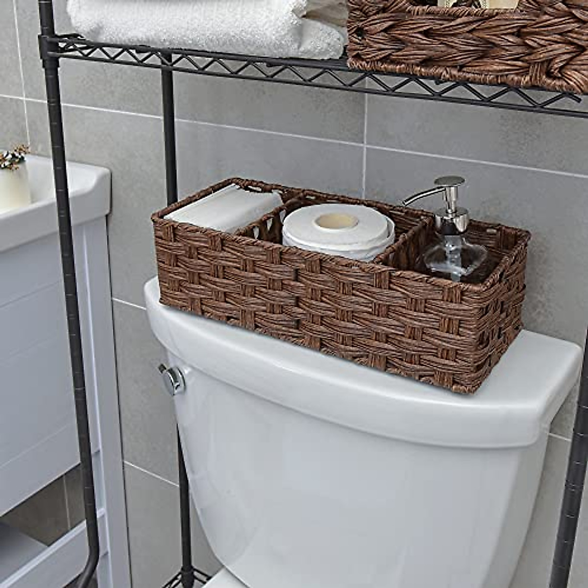 GRANNY SAYS Bundle of 2-Pack Wicker Storage Baskets & 2-Pack Woven Storage Baskets for Bathroom