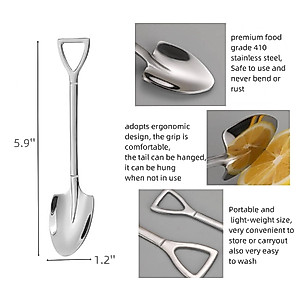 25 Pack Shovel Shape Demitasse Espresso Spoons, Stainless Steel Coffee Ice Cream Dessert Spoons for Home and Party