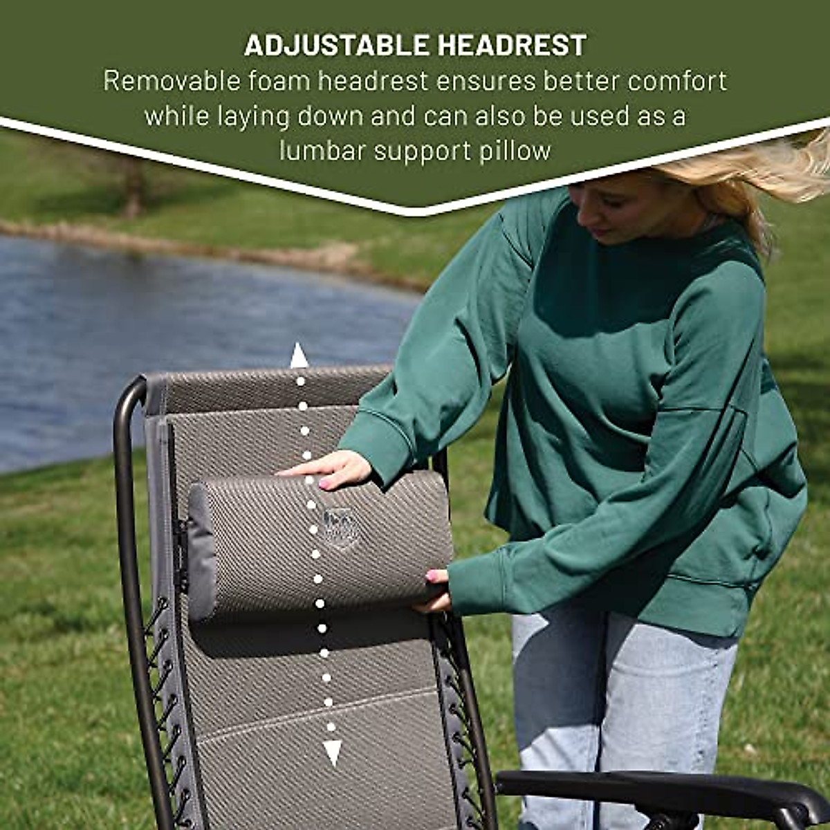 Timber Ridge Balsam Deluxe Zero Gravity Lounger Oversize Outdoor Recliner Chair, Grey