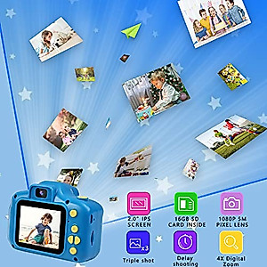 Rindol Kids Selfie Camera Toys for 3 4 5 6 Year Old Boys, Portable Digital Cameras for Toddler Christmas Birthday Gifts for Boy Age 4-8 with 16GB SD Card-Navy Blue