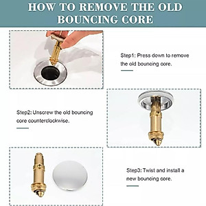 2PCS Replacement Basin Bath Waste Easy Pop Up Click Clack Plug Bolt Spring Brass Replacement for Most Sink Barth Tub Basin Drain Stopper, Spring Mechanism