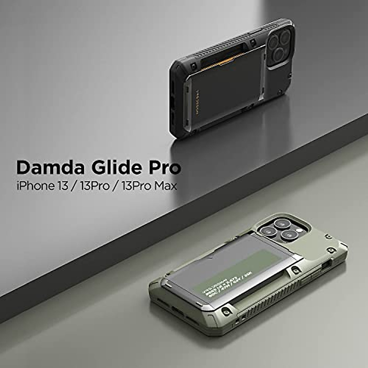VRS DESIGN Damda Glide Pro Phone Case for iPhone 13, Sturdy Semi Auto Wallet [4 Cards] Case Compatible for iPhone 13 Case (2021) Black