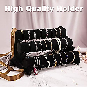 Black Velvet Bracelet & Necklace T-Bar 3 Tier Jewelry Display