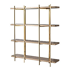 A and B Home 45500 70.9" H Rectangle Gold Stainless Steel/Leather Indoor w/4 Tiers, Modern Style, Tall Shelf