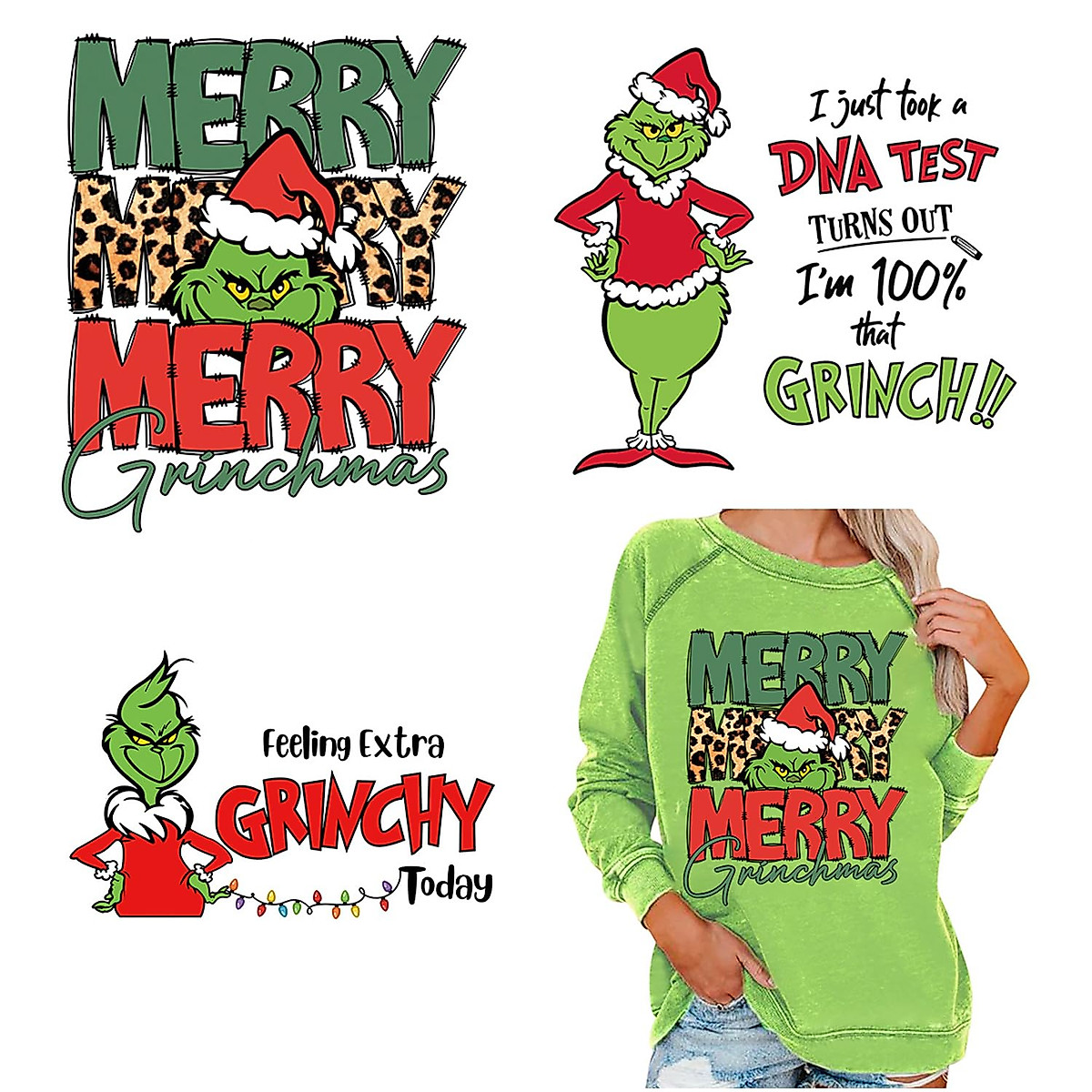 DJAIOD Christmas Iron on Transfers 3Pcs,Cute Heat Transfer Vinyl Green Cartoon Monster Iron on Iron on Transfers for T Shirts Heat Transfer Vinyl Pillow Hoodie DIY Crafts Xmas Transfer Design