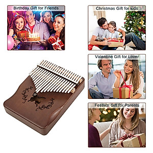 Lemfema Kalimba Thumb Piano 21 Keys, Portable Mbira Finger Piano Gifts for Kids and Adults Beginners(Brown)