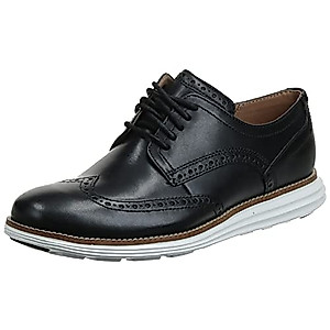 Cole Haan Men's Original Grand Shortwing Oxford Shoe, Black Leather/White, 12 Medium US