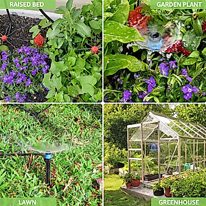 MIXC Easy-Connect Drip Irrigation Kit, 100FT Garden Micro Automatic Irrigation System Patio Misting Plant Watering System with 1/4" Blank Distribution Tubing Adjustable Nozzle Emitters Sprinkler